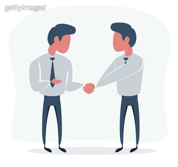 Business partners shaking hands as a symbol of unity (1216643370) 일러스트 ...