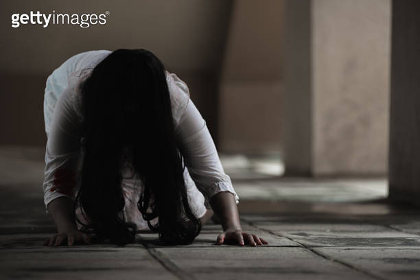 Horror scary fear in dark house creepy crawling move slowly creeping ...
