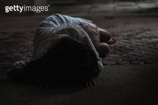Horror scary fear in dark house creepy crawling move slowly creeping ...