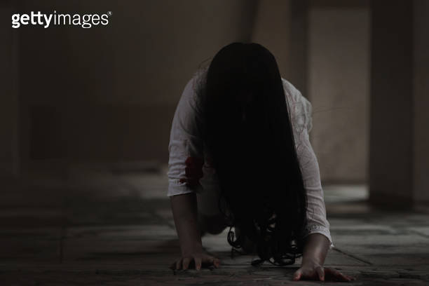 Horror scary fear in dark house creepy crawling move slowly creeping ...