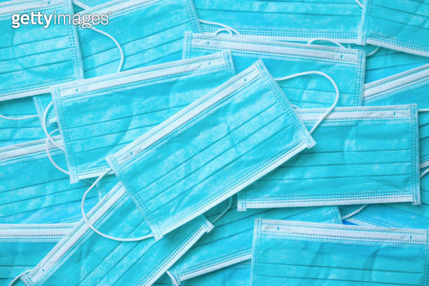 Blue surgical face mask texture background protection against air ...
