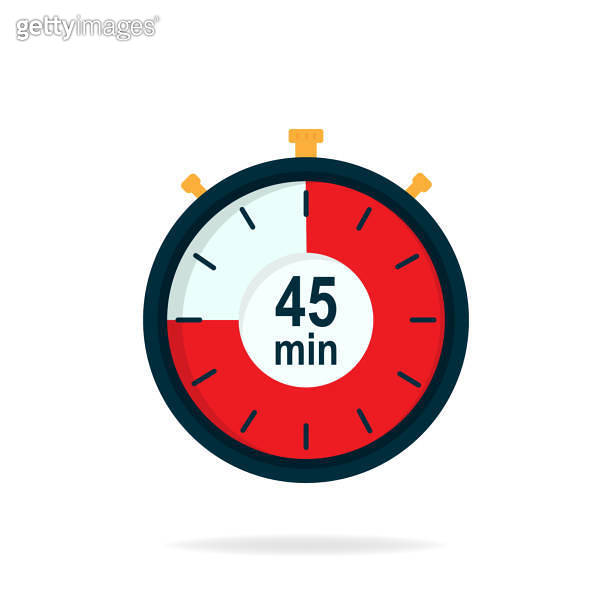 45 Minutes Timer Stopwatch Symbol In Flat Style Editable Isolated Vector Illustration