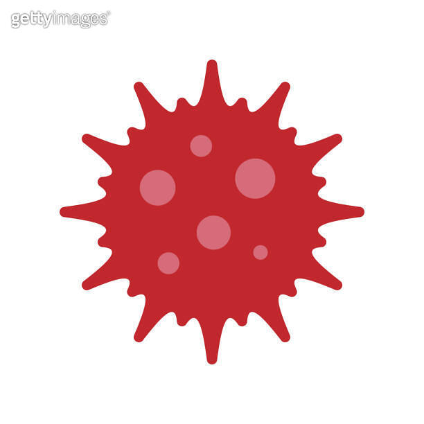 Virus icon. Red color covid 19 virus representative drawing. Vector ...