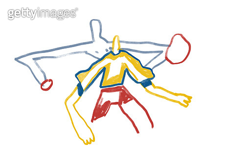 Colorful abstract people, expressionism and Keith Haring art style. Two ...
