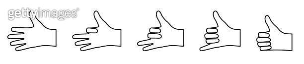 set of gestures with bent fingers. Icons in a linear style ...