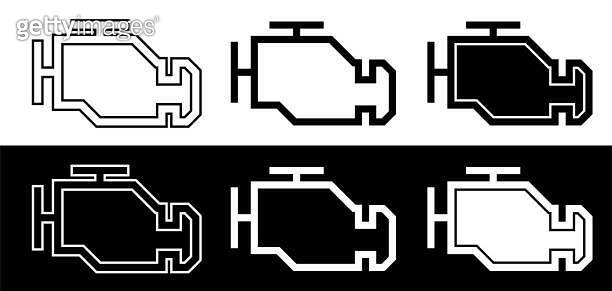 check engine glowing icon on car dashboard. Malfunction, engine ...