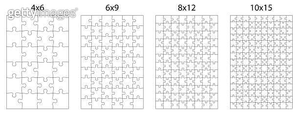 template for puzzle pieces of different difficulty levels for ...