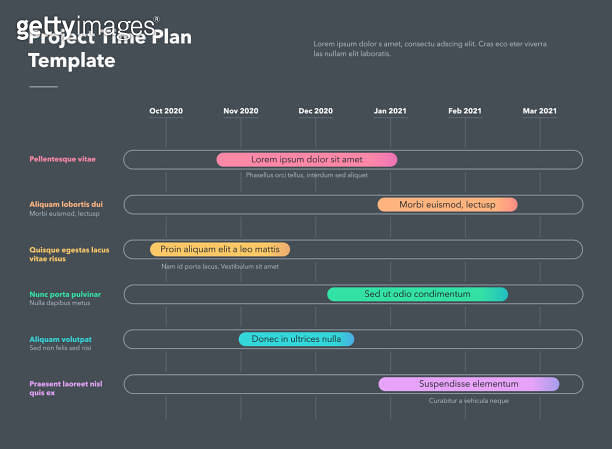 Modern business project time plan template with colorful project tasks ...