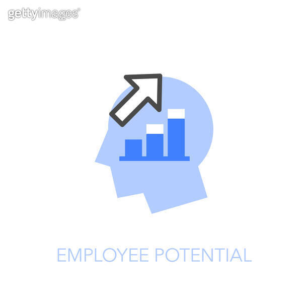 Employee potential symbol with a human head and growing graph ...