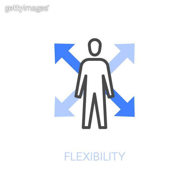 Flexibility at work symbol with a human figure and four directions 이미지 ...