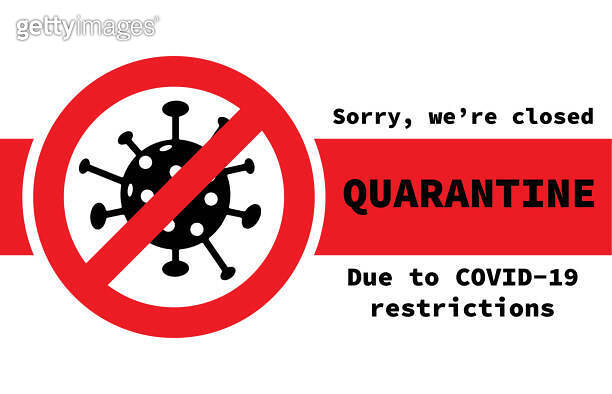 Office temporarily closed sign of coronavirus news. Information warning ...