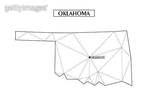 Polygonal abstract map state of Oklahoma with connected triangular ...