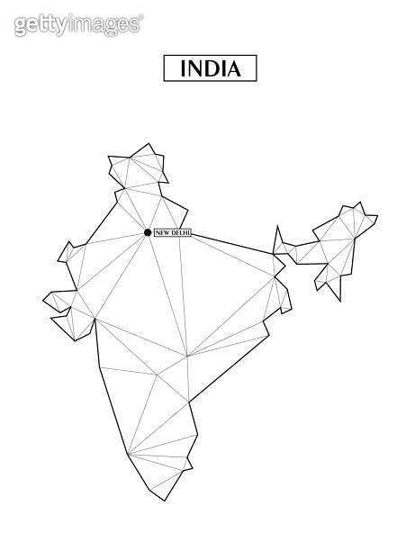Polygonal abstract map of India with connected triangular shapes formed ...