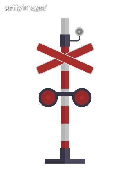 Railroad crossing sign. Simple flat illustration. 이미지 (1201554232) - 게티 ...