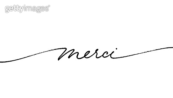 Thank you in French, ink brush style vector lettering. Merci phrase ...