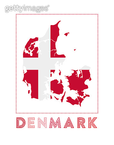 Denmark Logo. Map of Denmark with country name and flag. (1271100067 ...