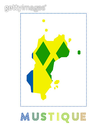 Mustique Logo. Map of Mustique with island name and flag. (1208160618 ...