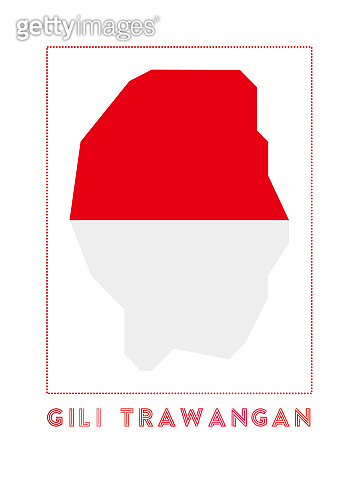 Gili Trawangan Logo. Map of Gili Trawangan with island name and flag ...
