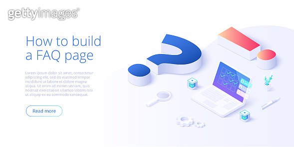 FAQ concept in isometric vector illustration. Frequently asked ...