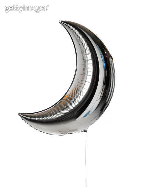 SIlver moon metallic balloon object for birthday party or celebration ...