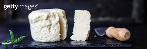 cheese head and slices pickled Adyghe or Suluguni Menu concept ...