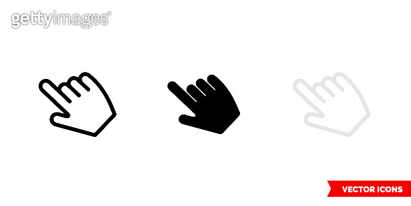 Hover icon of 3 types color, black and white, outline. Isolated vector ...