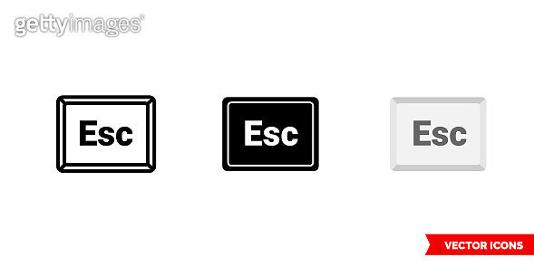 Esc button icon of 3 types color, black and white, outline. Isolated ...