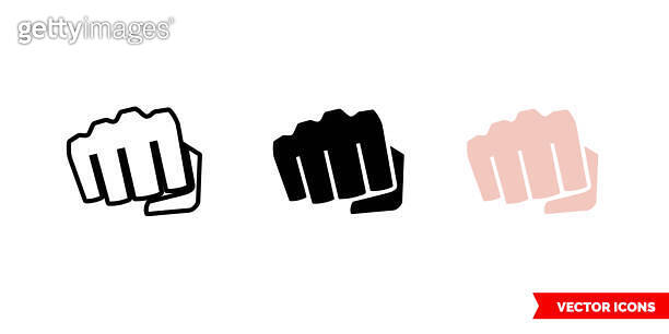 Punch icon of 3 types color, black and white, outline. Isolated vector ...