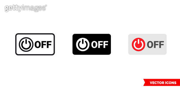 Off symbol icon of 3 types color, black and white, outline. Isolated ...