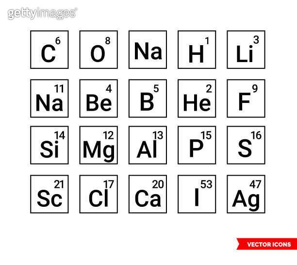 Chemical elements line icons set. Isolated vector sign symbol 이미지 ...