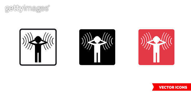 Symbol of noise icon of 3 types color, black and white, outline ...