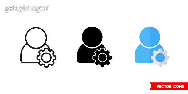 Admin icon of 3 types color, black and white, outline. Isolated vector ...