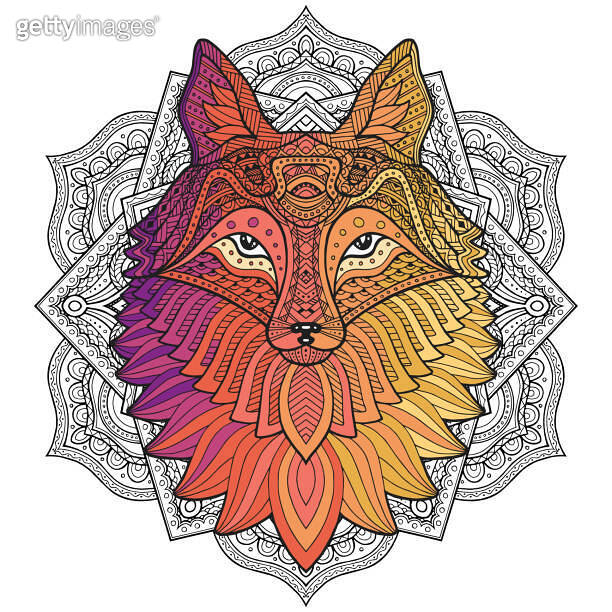 Fox head in detailed style. Zentangle fox. Vector pattern for tribal ...