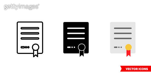 Official Icon Of 3 Types Color Black And White Outline Isolated