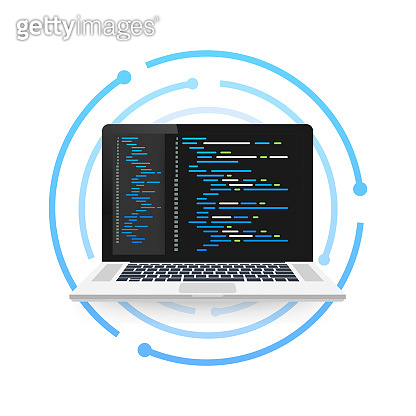 Vector laptop coding concept. Web developer, design, programming ...