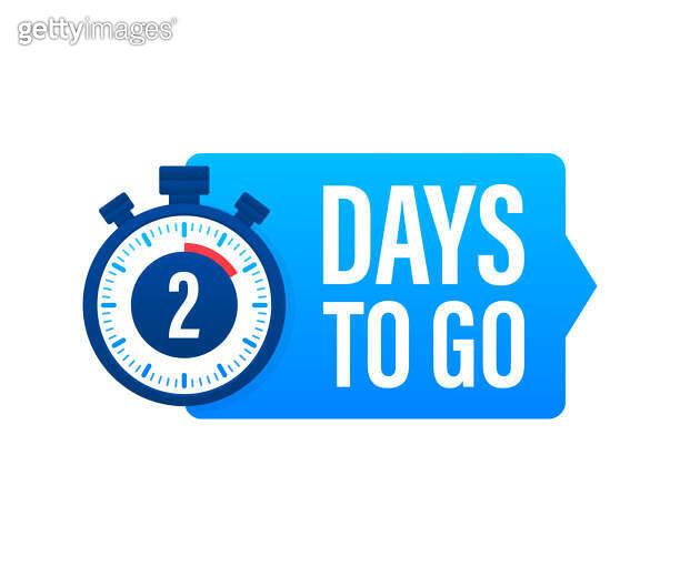 2 Days to go. Countdown timer. Clock icon. Time icon. Count time sale. Vector stock illustration ...