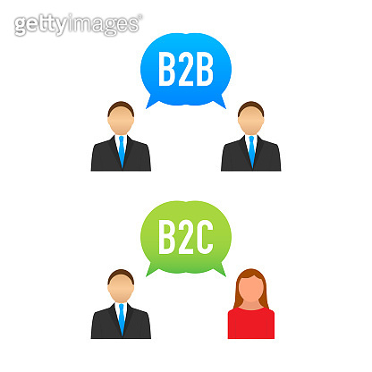 B2B and B2C icon, business to business concept and business to client ...