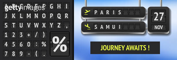 Realistic flip airport and train board template with departure date for ...