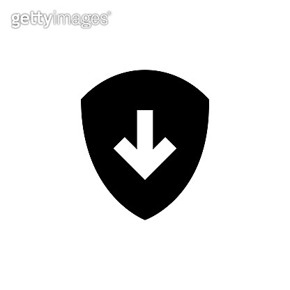 Download safety shield icon, firewall secure downloading data symbol ...