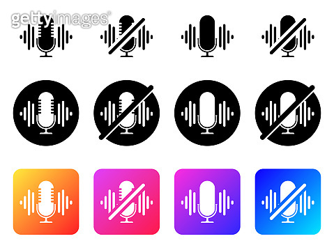 Turn off the microphone icon. Colored microphone icons. Vector ...