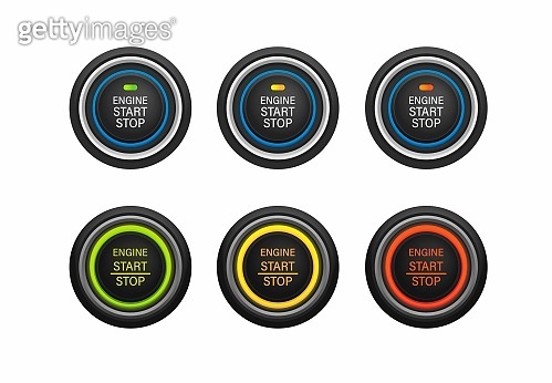 Start stop engine push button car instrument symbol icon set realistic ...