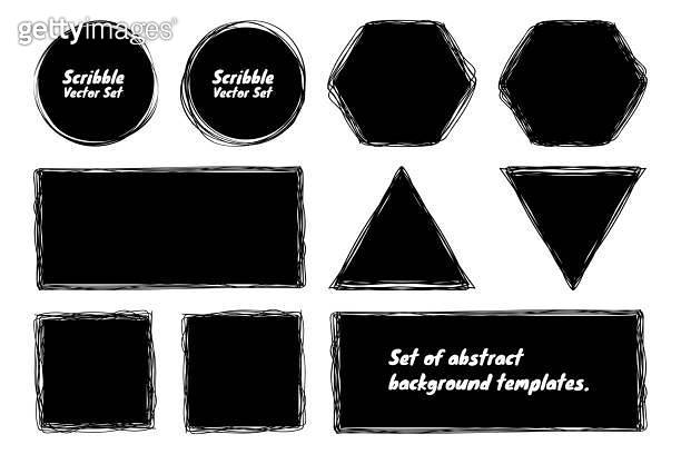 Black grunge abstract background templates set. Draw a triangle paint ...