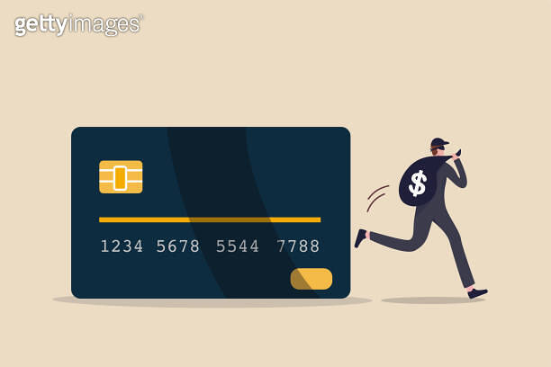 Credit card online hacking, online hacking or financial robbery concept ...