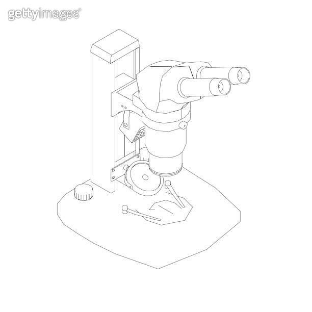 Microscope outline from black lines isolated on white background ...