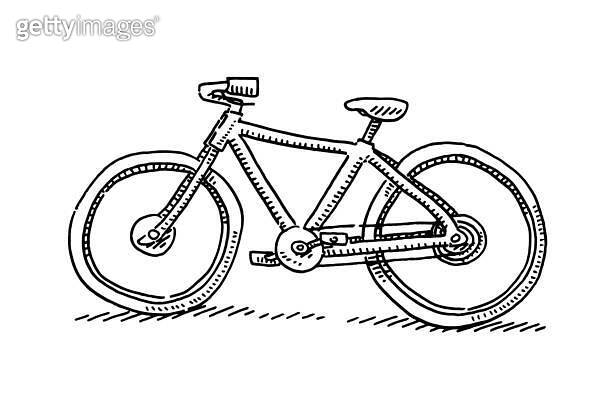 Bicycle Side View Symbol Drawing 이미지 (1287808195) - 게티이미지뱅크