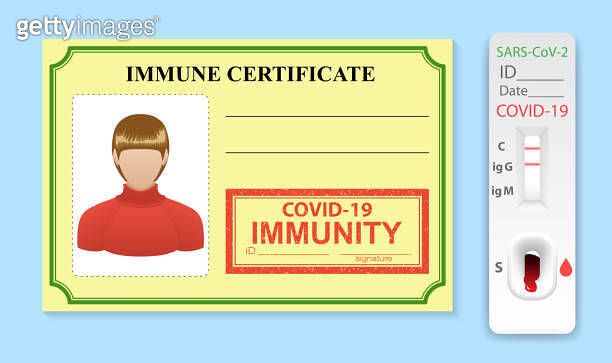 Immune certificate in form of card and rapid test for antibodies ...