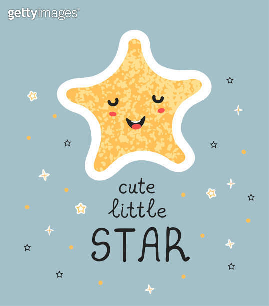 Cute little star - fun hand drawn nursery poster with lettering 이미지 ...