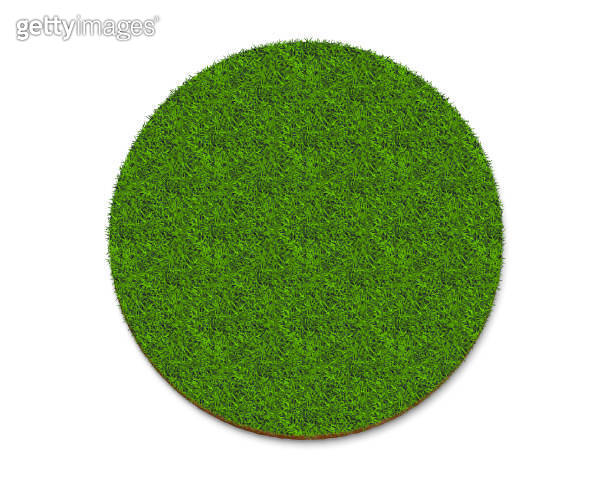 green grass circle plate surface, isolated on a white background 이미지 ...