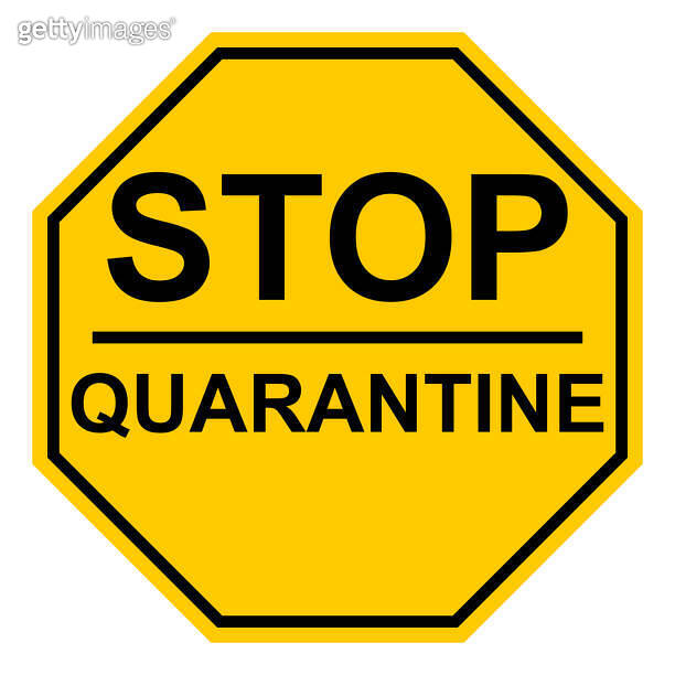 Octagonal yellow stop quarantine sign vector page sign warning about ...