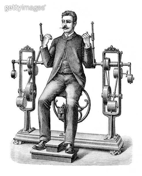 Antique medical mechanic therapy machine for push-up 19th century 이미지 ...